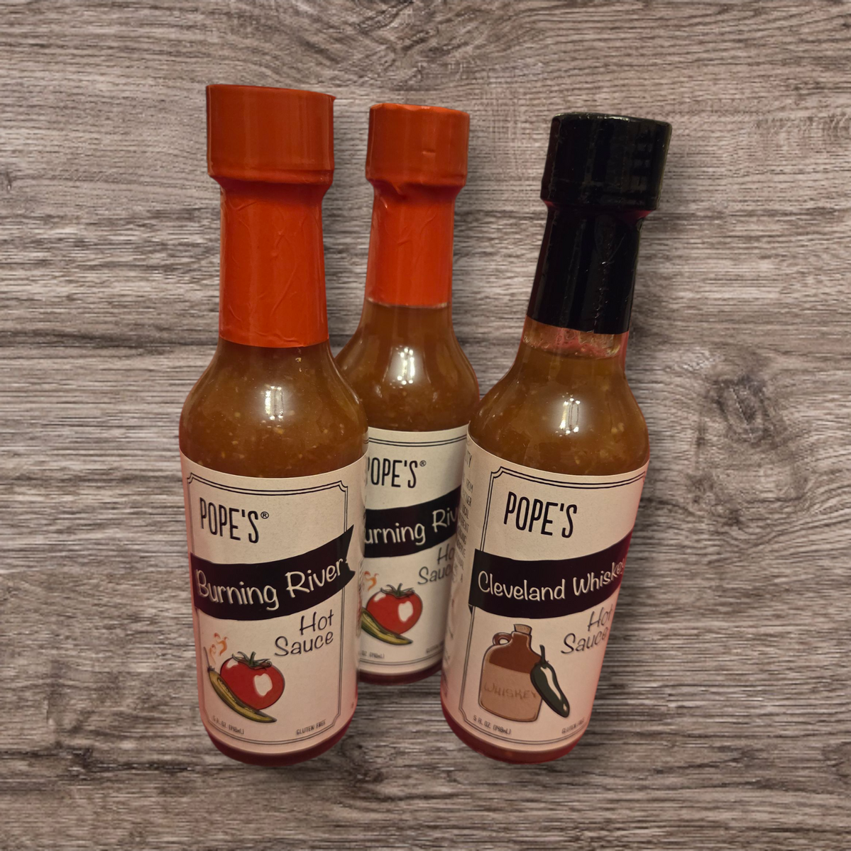 Hot Sauce Set 2 - Two Pope's Burning River & One Pope's Cleveland Whis ...